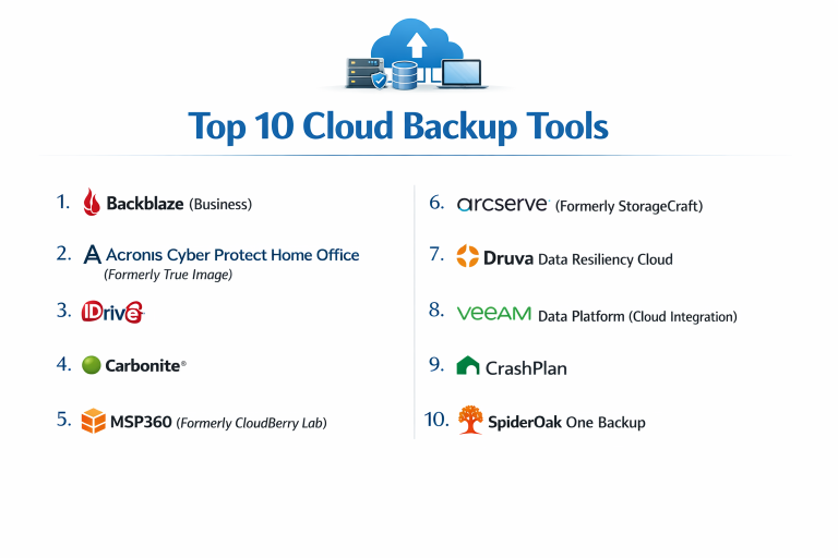 Top 10 Cloud Backup Tools: Features, Pros, Cons & Comparison - Cotocus