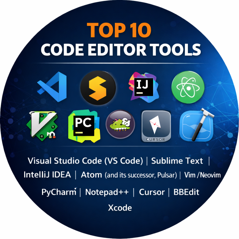 Top 10 Code Editors: Features, Pros, Cons & Comparison - Cotocus