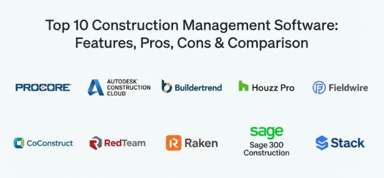 Top 10 Construction Management Software: Features, Pros, Cons & Comparison - Cotocus